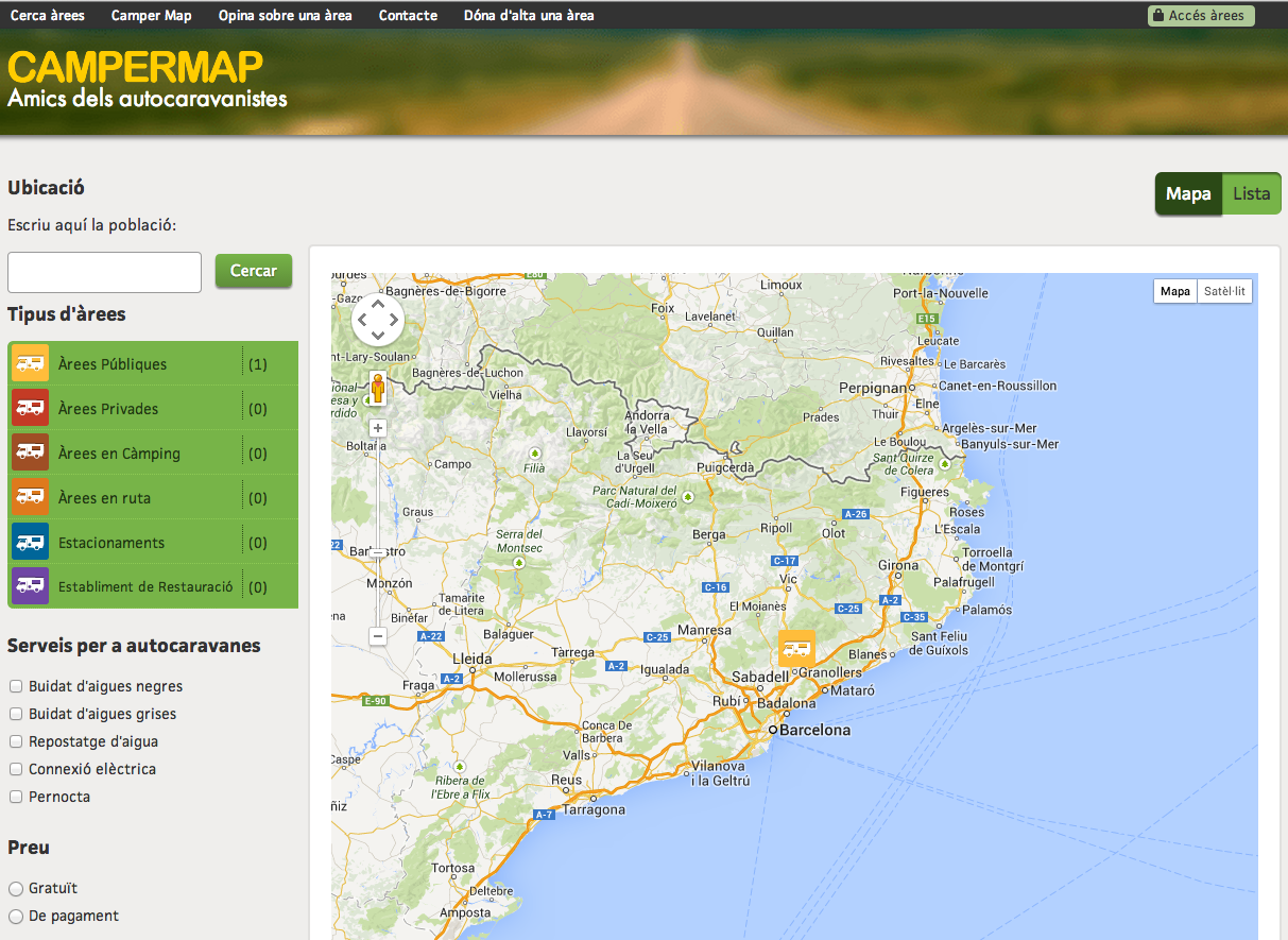 Nuevo proyecto: Camper Map, el buscador de áreas de pernocta para ...